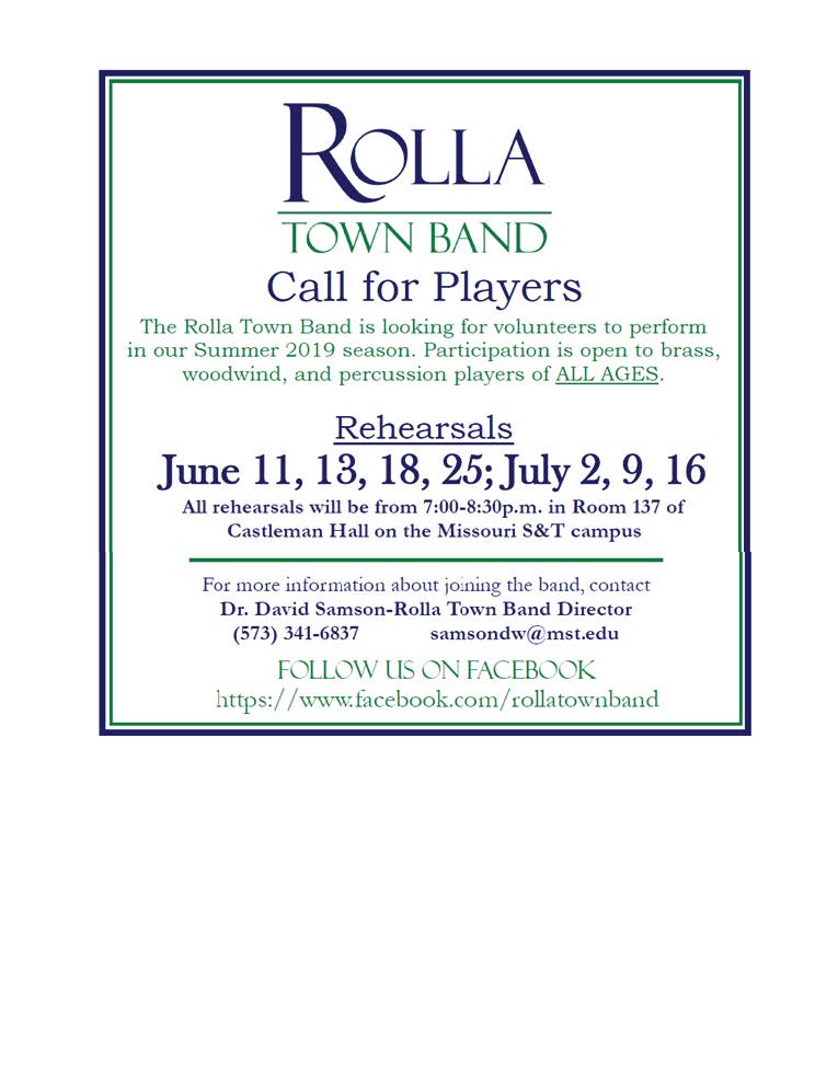 Missouri S&T – eConnection – Perform in the Rolla Town Band this summer