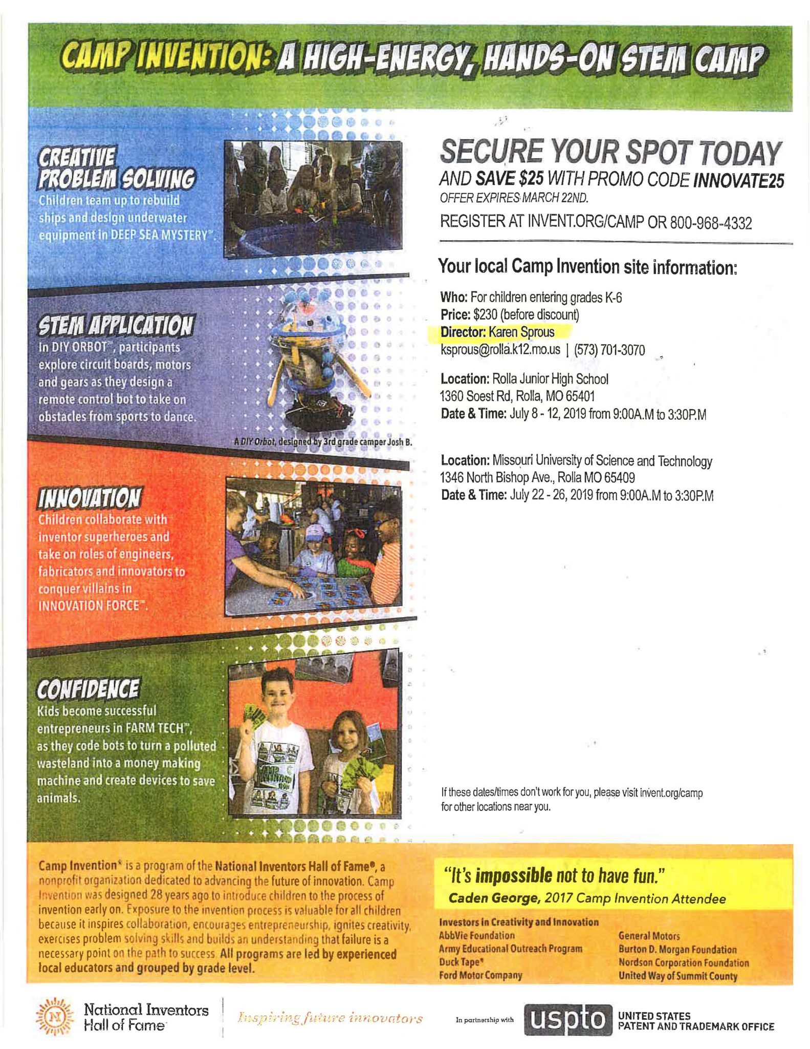 Missouri S&T – eConnection – Volunteers needed for Camp Invention